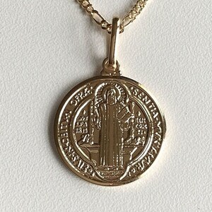 18K Gold Filled Saint Benedict Necklace 18 Long for Good Luck-20mm ...