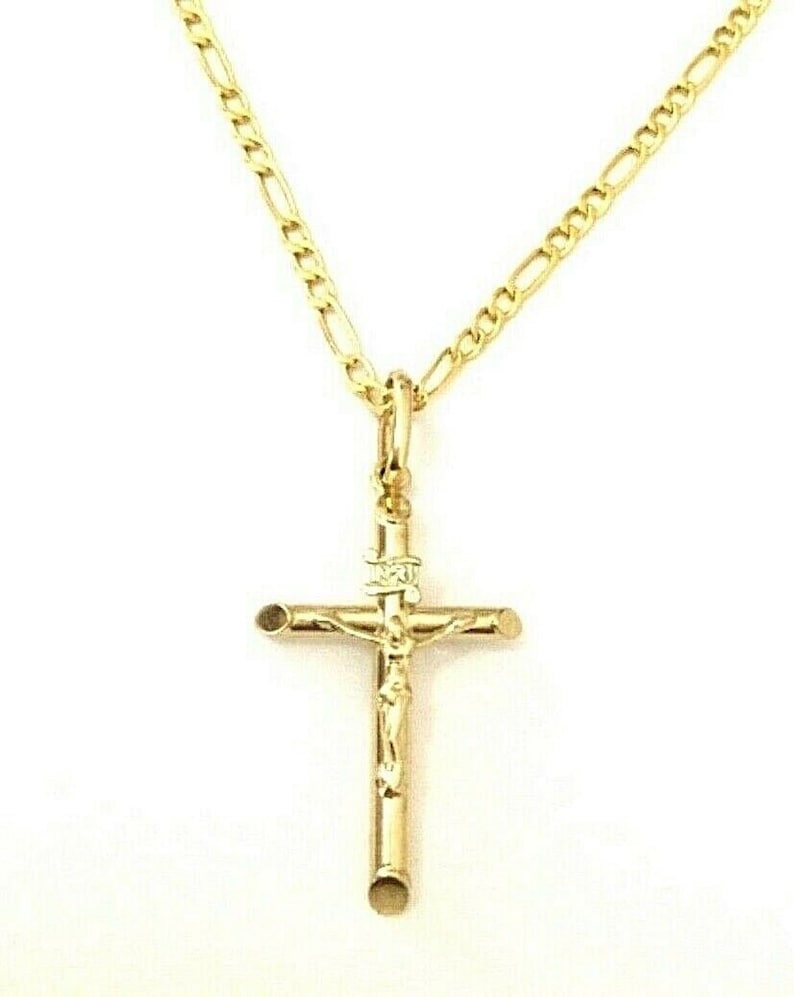 10K Real Gold Cross Necklace 20 Long Gold Cross Gold - Etsy