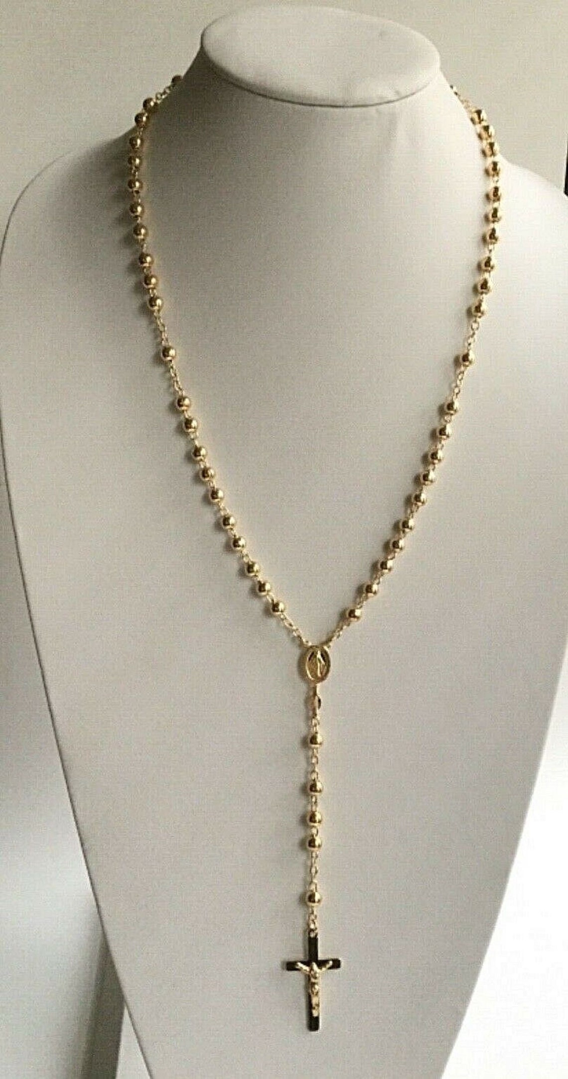 18k Gold Over Solid 925 Sterling Silver Italian Rosary 30 | Etsy