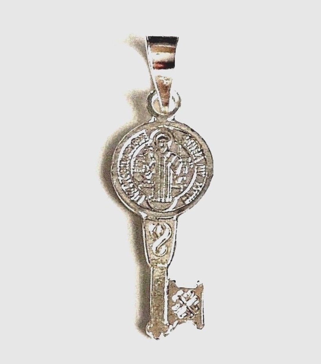 925 Sterling Silver Saint Benedict Key Pendent 24x8mm/ Medalla - Etsy