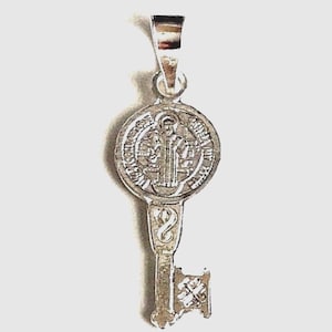 925 Sterling Silver Saint Benedict Key 22mm X 8mm Pendant Silver Saint ...