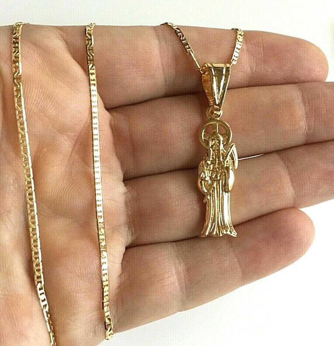18K Gold Filled Grim Reaper Necklace 18 Long-45mm / 18k Gold Filled ...