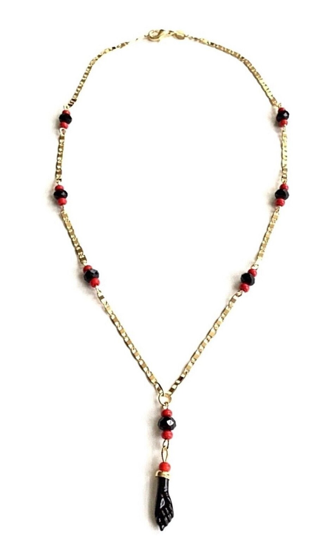 18K Gold Filled Azabache Mariner Necklace 18 Long for | Etsy