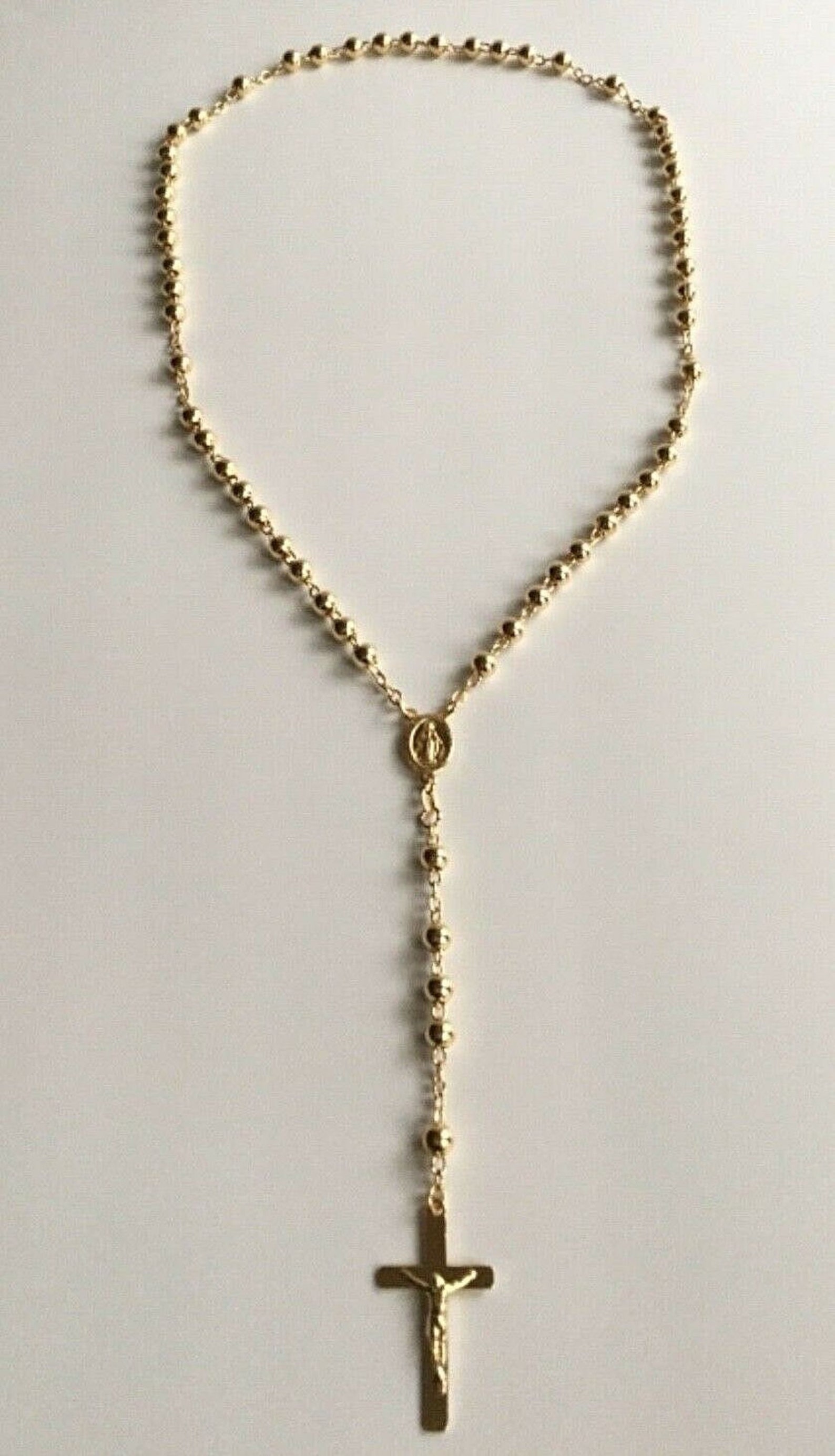 18k Gold Over Solid 925 Sterling Silver Italian Rosary 30 | Etsy
