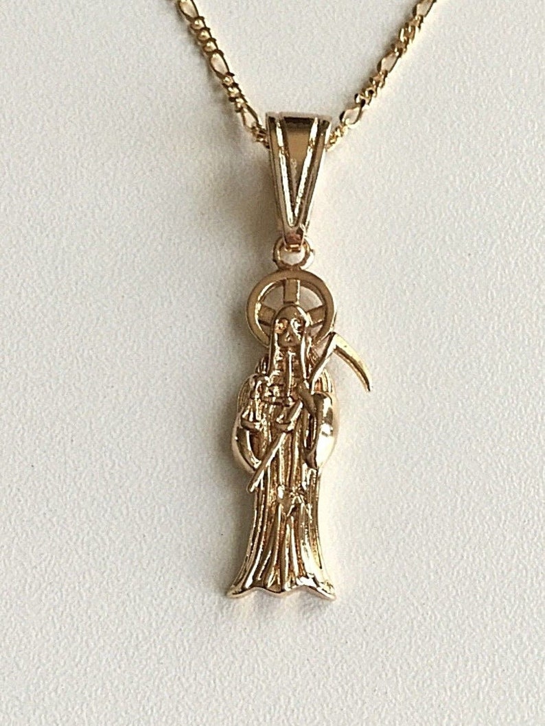 18K Gold Filled Grim Reaper Necklace 20 Long-45mm / 18k | Etsy