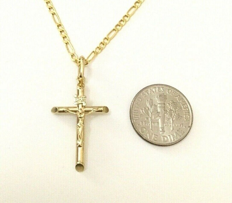 10K Real Gold Cross Necklace 20 Long Gold Cross Gold - Etsy