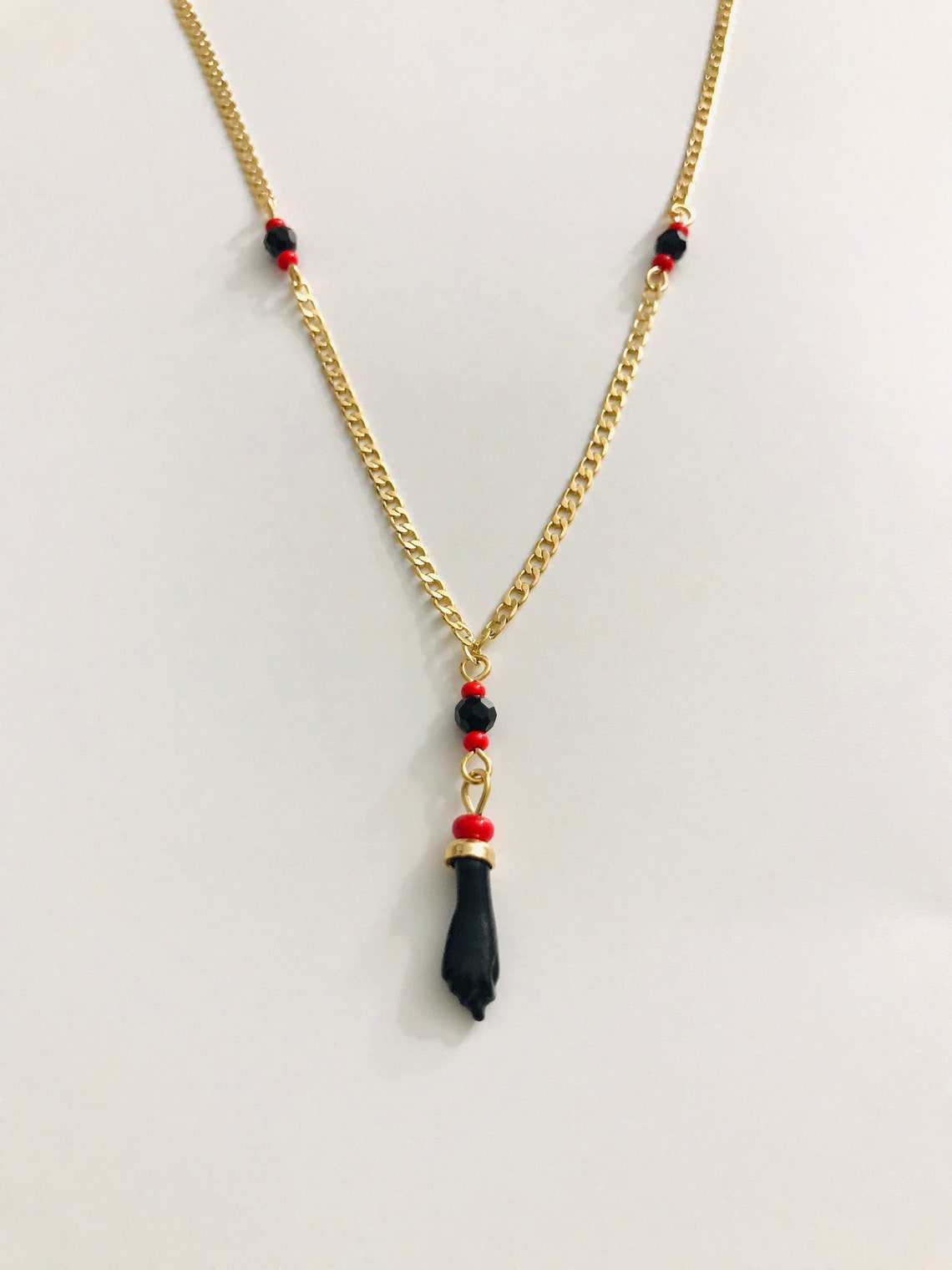 18K gold filled Azabache Curb necklace 18 long for | Etsy