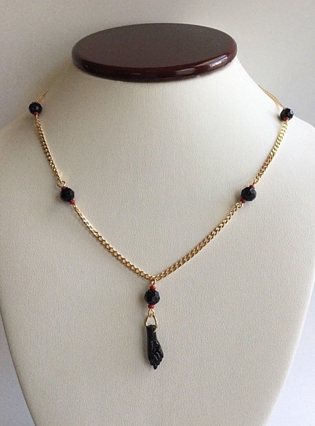 18K Gold Filled Azabache Necklace Curb Link 18 Long for Protection ...