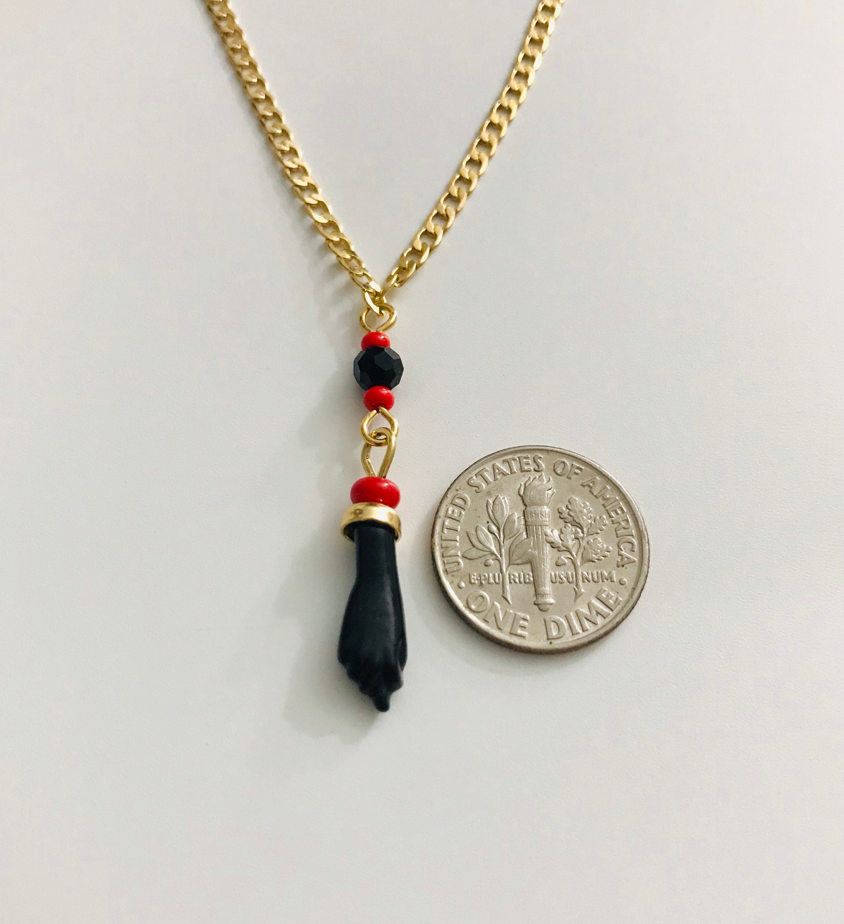 18K gold filled Azabache Curb necklace 18 long for | Etsy