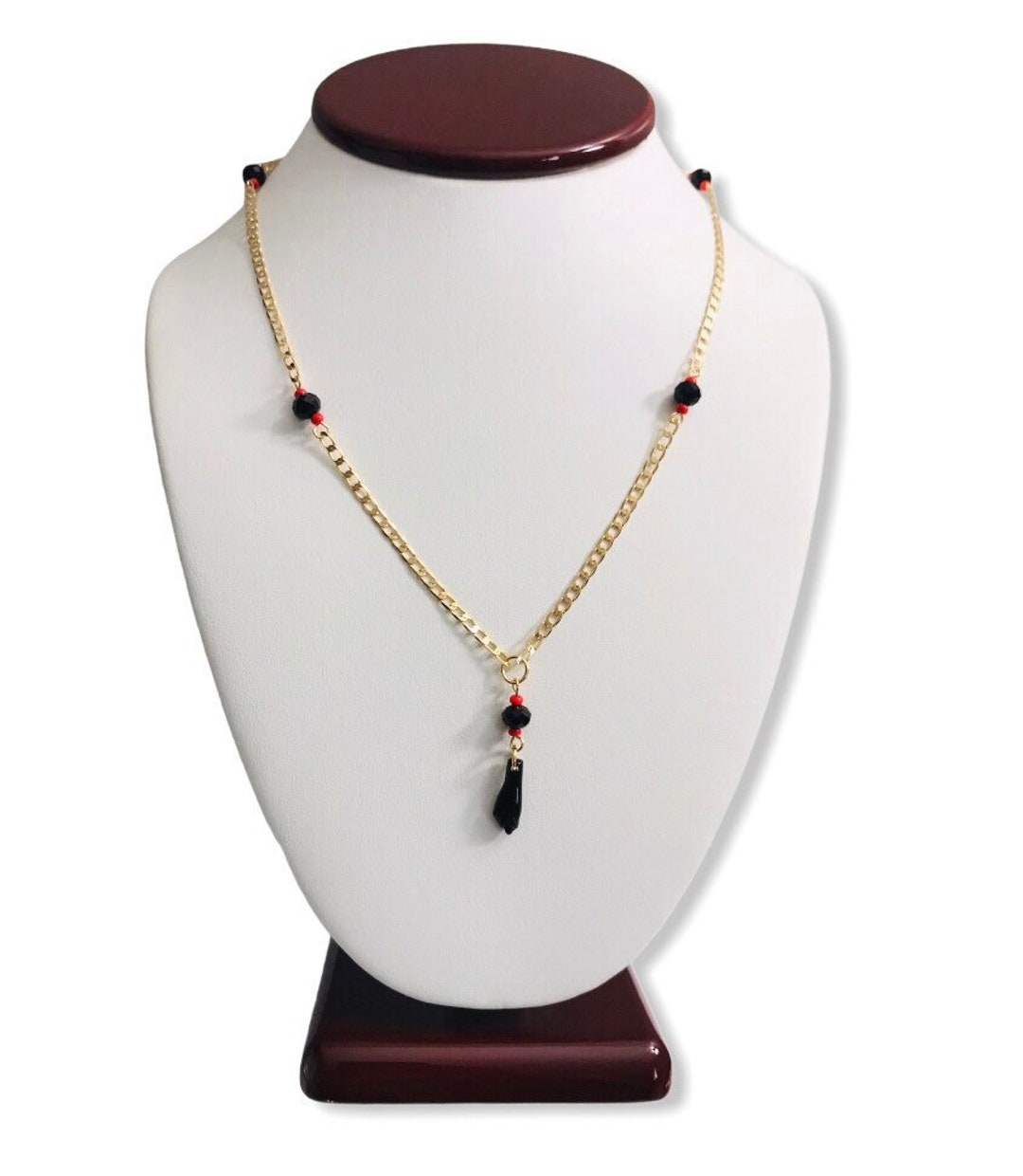18K Gold Filled Azabache Necklace 17 Long for Protection, Azabache/ 18k ...