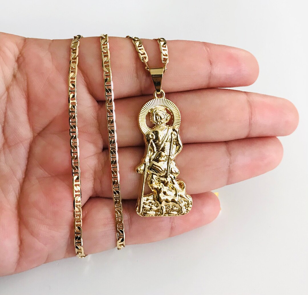 18K Gold Filled Saint Lazarus Necklace, Gold Filled Saint Lazarus ...