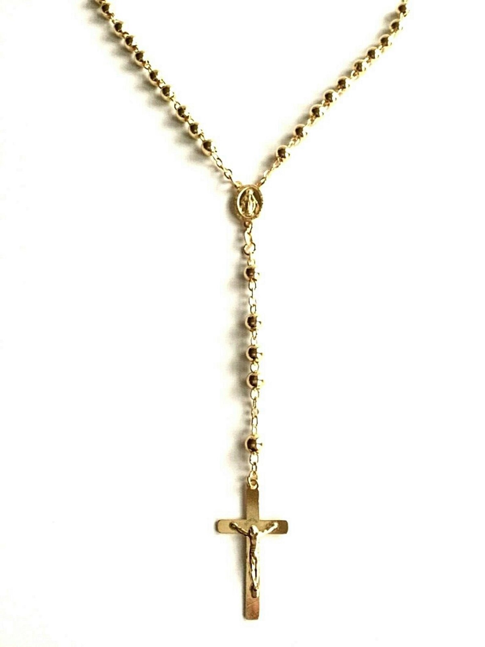 18k Gold Over Solid 925 Sterling Silver Italian Rosary 30 | Etsy
