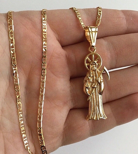18K Gold Filled Grim Reaper Necklace 24 Long 52x15mm/ - Etsy