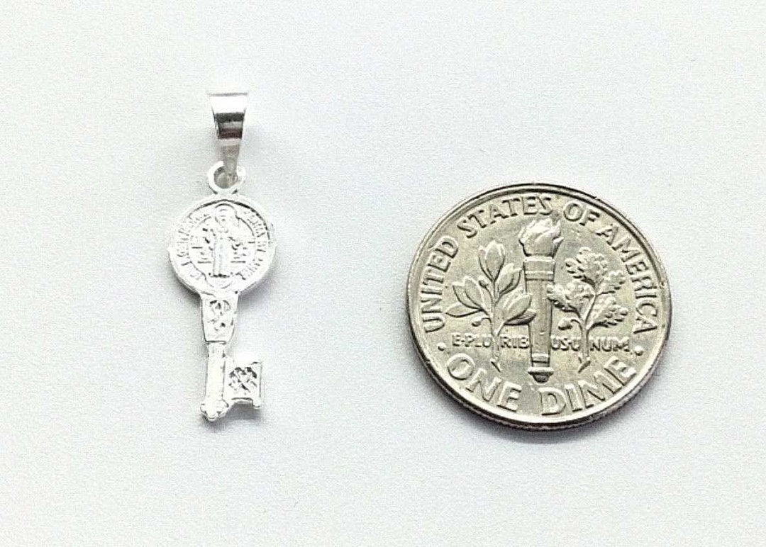 925 Sterling Silver Saint Benedict Key 22mm X 8mm Pendant Silver Saint ...