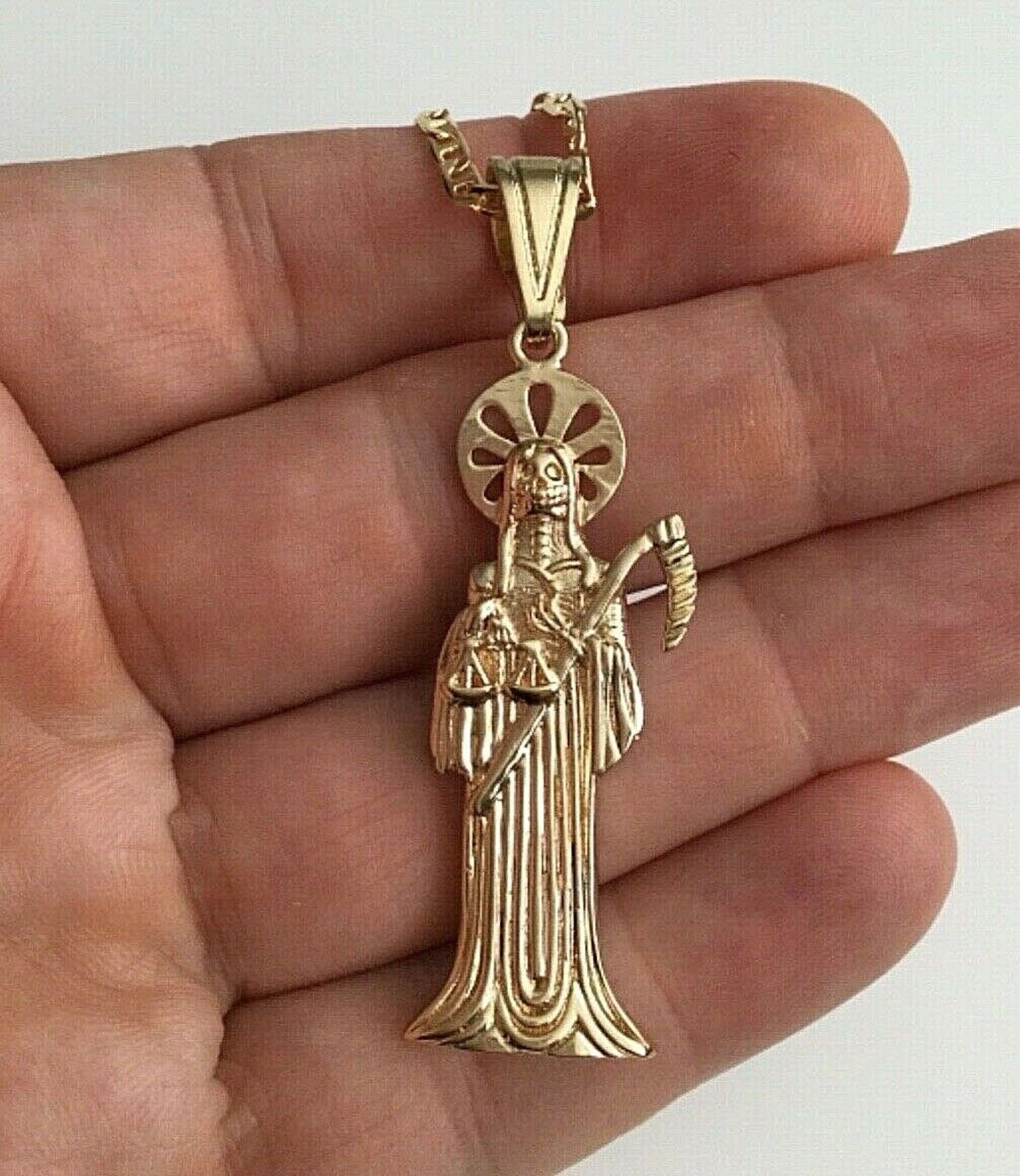 18K Gold Filled Grim Reaper Necklace 20 Long / 18k Gold - Etsy