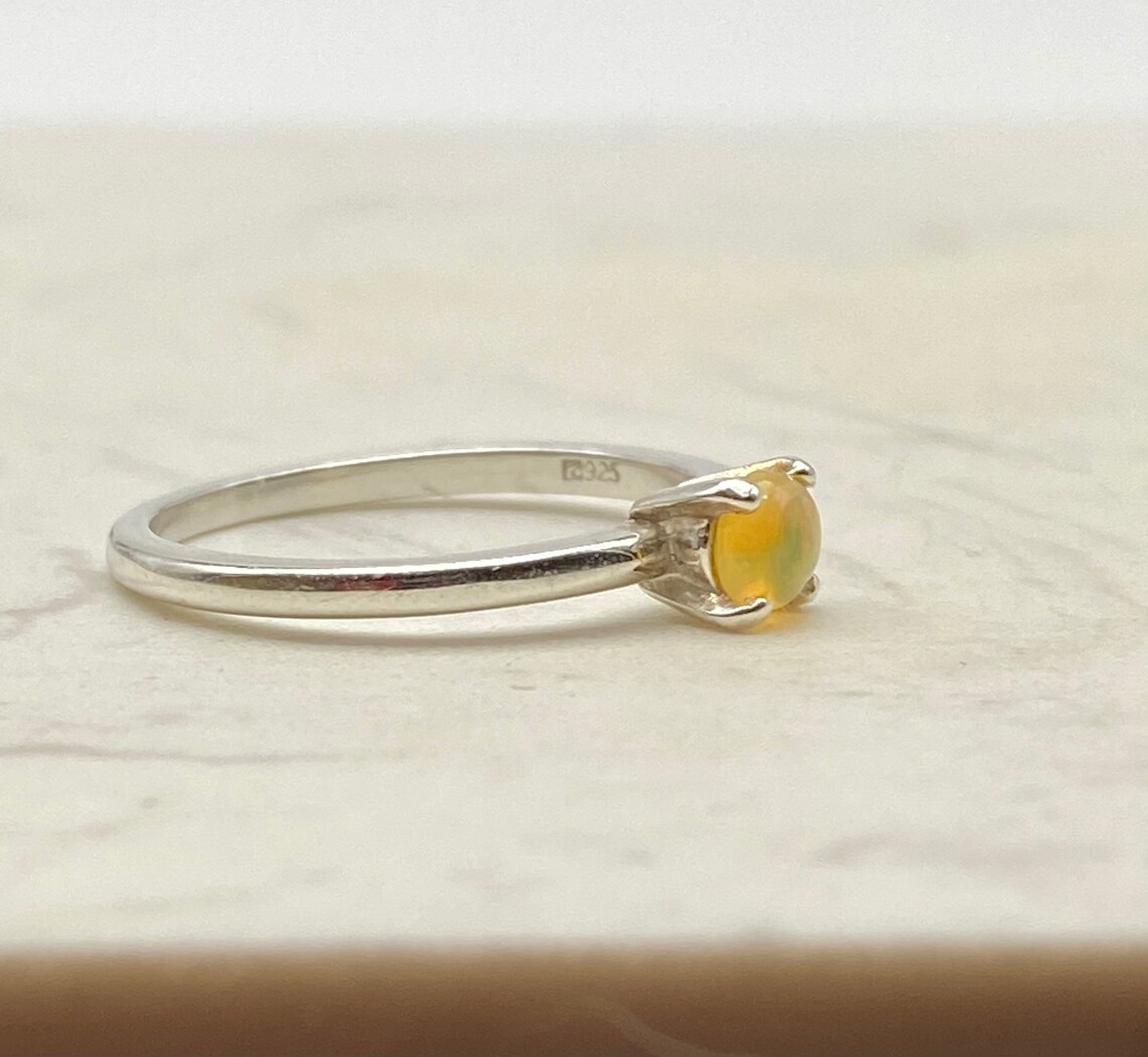 5mm Natural Ethiopian Opal in Yellow-green Firey Gem Sterling - Etsy