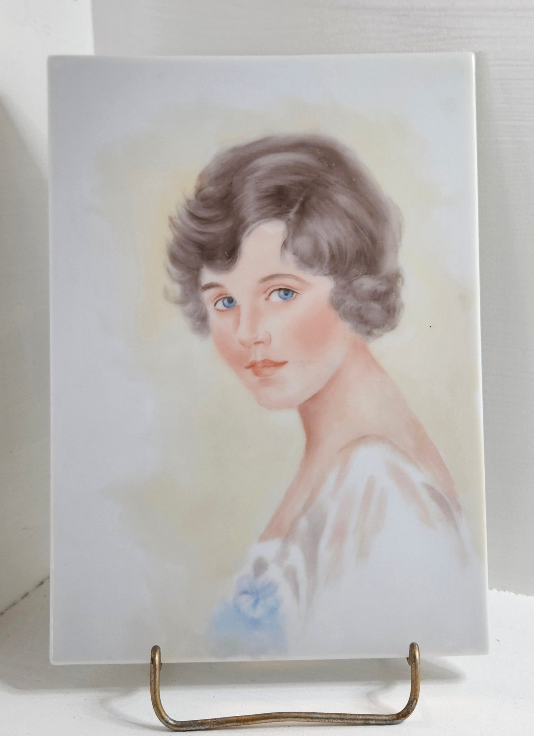 Vintage Hand Painted Ceramic Tile Portrait - Etsy