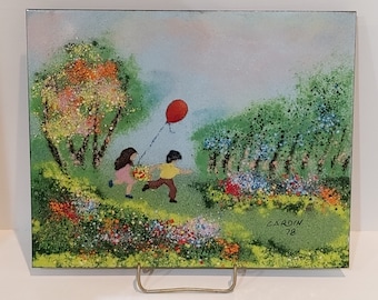 1978 Original Framed Enamel Art Panel Signed Louis Cardin, Certificate ...
