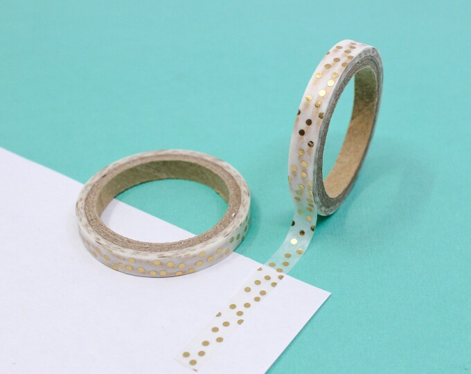 Thin Gold Random Dotted Washi Tape, Narrow Gold Dot Paper Tapes, Slim ...