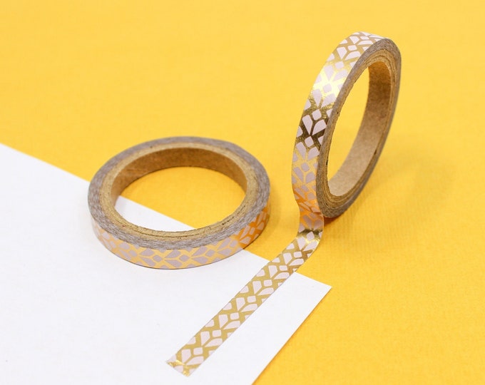 Thin Gold Foil Fan Border Design Washi Tape, Narrow Gold Infinity Line ...