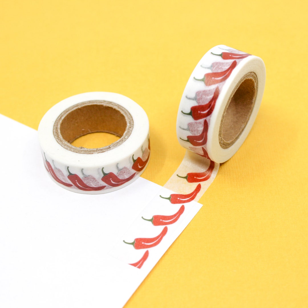 Red Chilli Pepper Pattern Washi Tape, Spicy Food Washi Tape, Chili ...