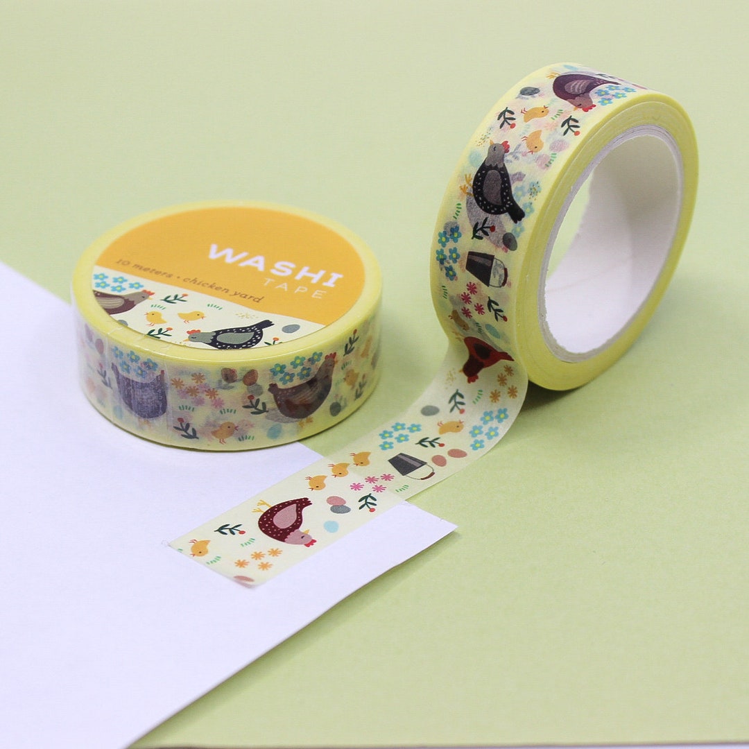 Country Chickens Pattern Washi Tape, Farm Animal Tape, Cute Rooster ...