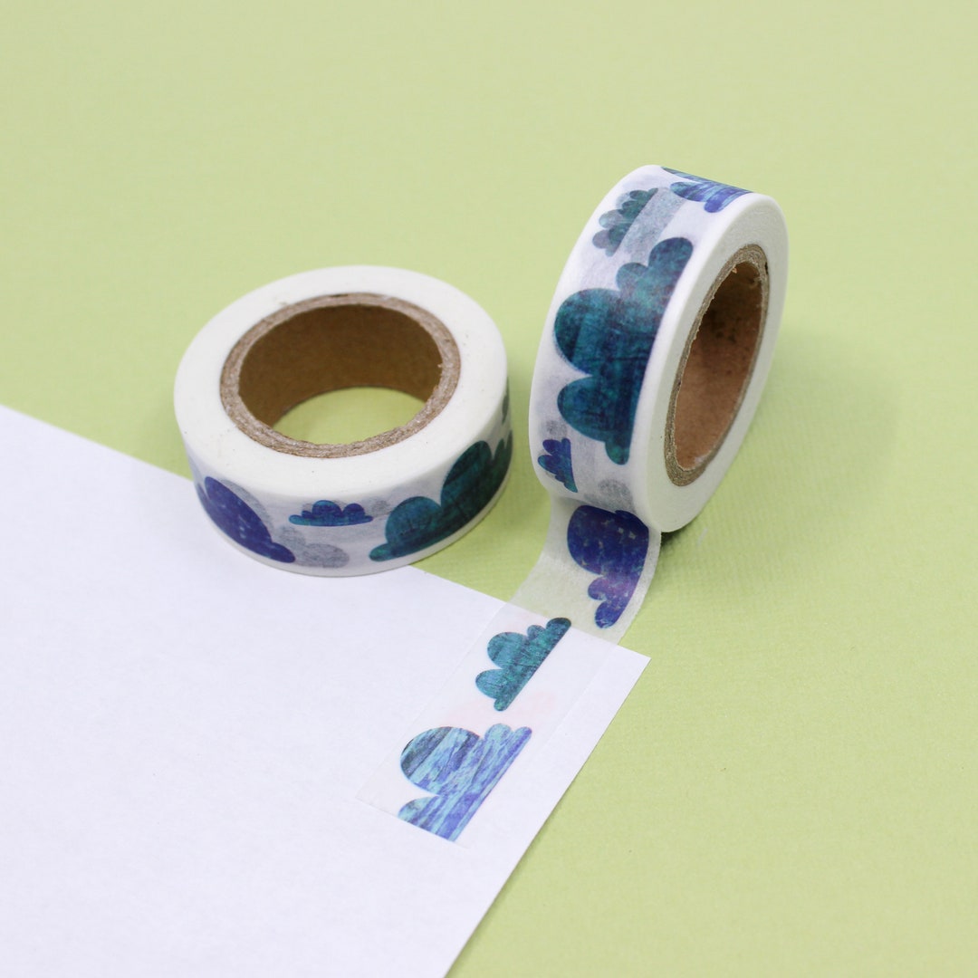Blue Cloud Pattern Washi Tape, Sky Blue Washi Tape, Vibrant Blue Clouds ...