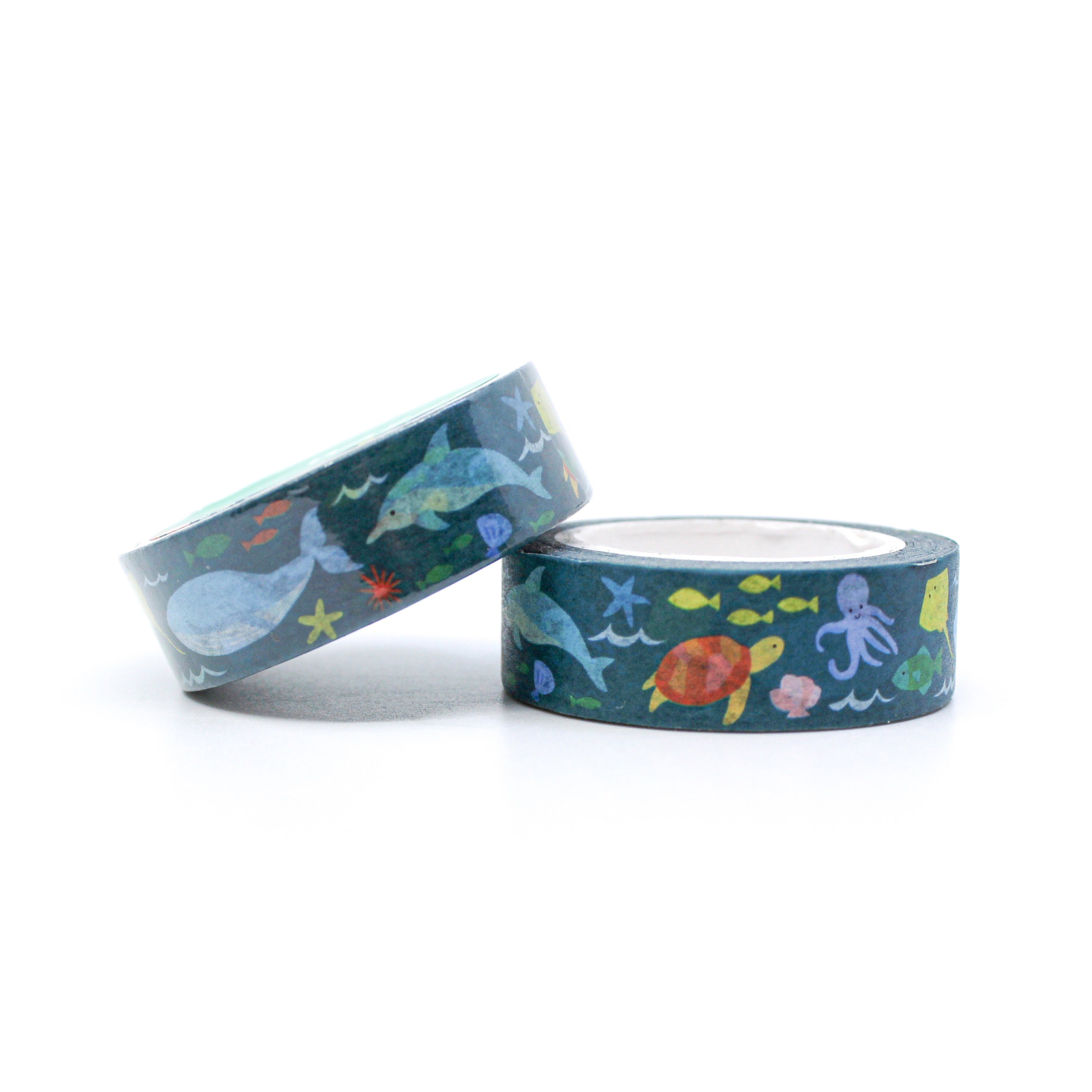 Cute Sea Creatures and Under Water Ocean Life Pattern Washi Tape, Whale ...