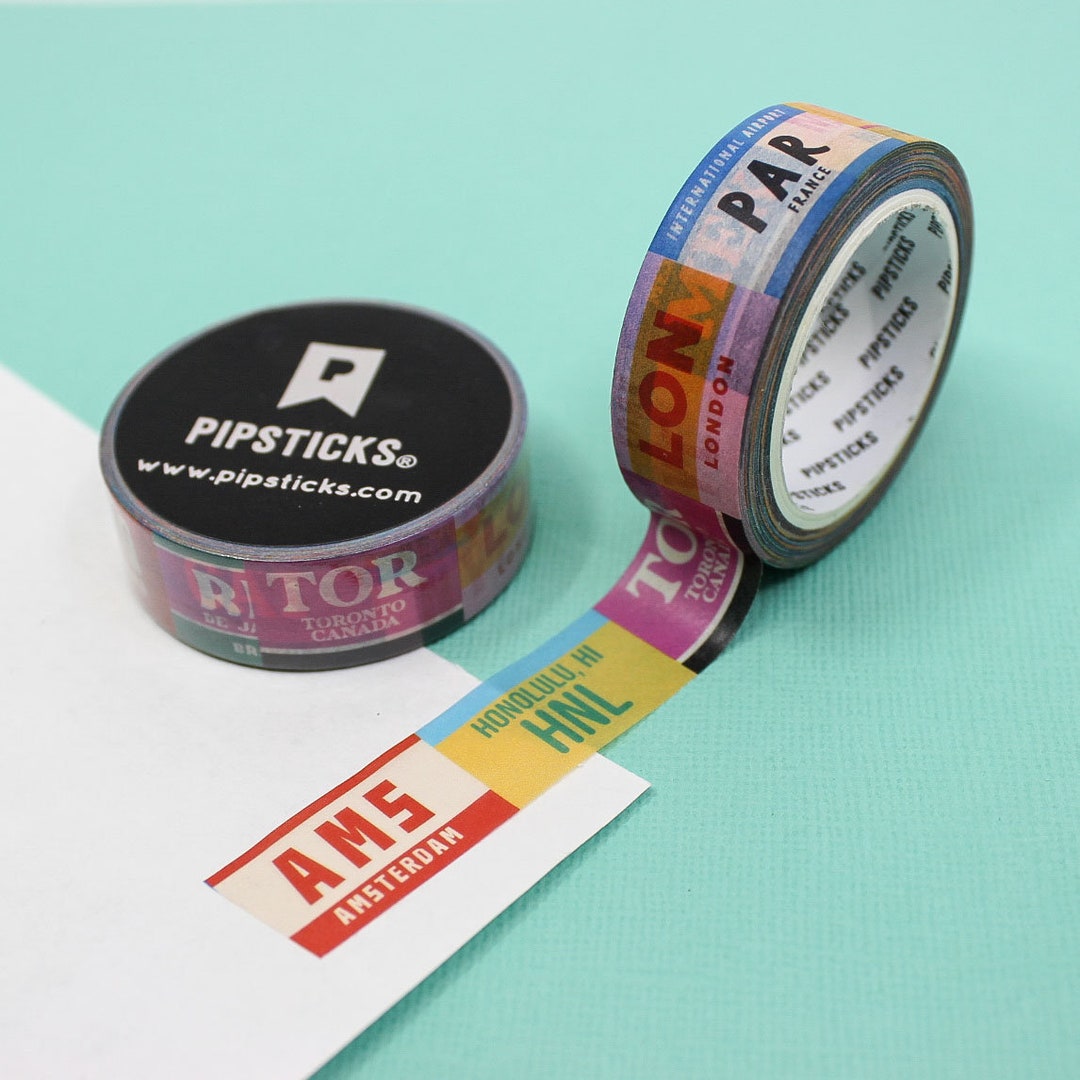 Luggage Tags Pattern Washi Tape, Travel Destinations Tape, Vacation ...