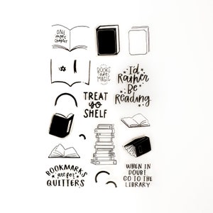 Reading Stamps, Reading Tracker BUJO Stamps, Planner Calendar Bookworm ...
