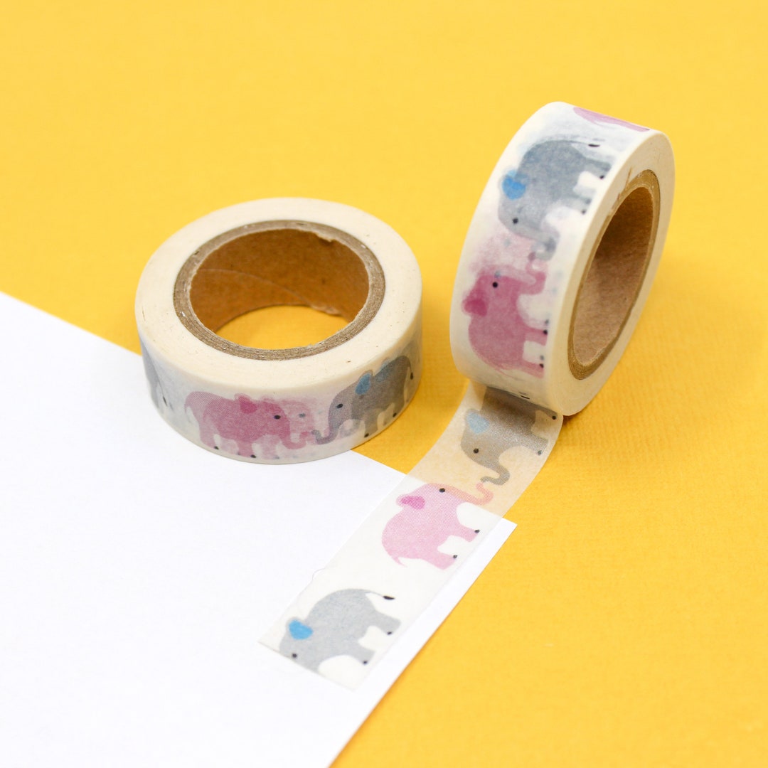 Cute Pink and Grey Elephant Washi Tape, Elephants Washi Tape, Baby ...