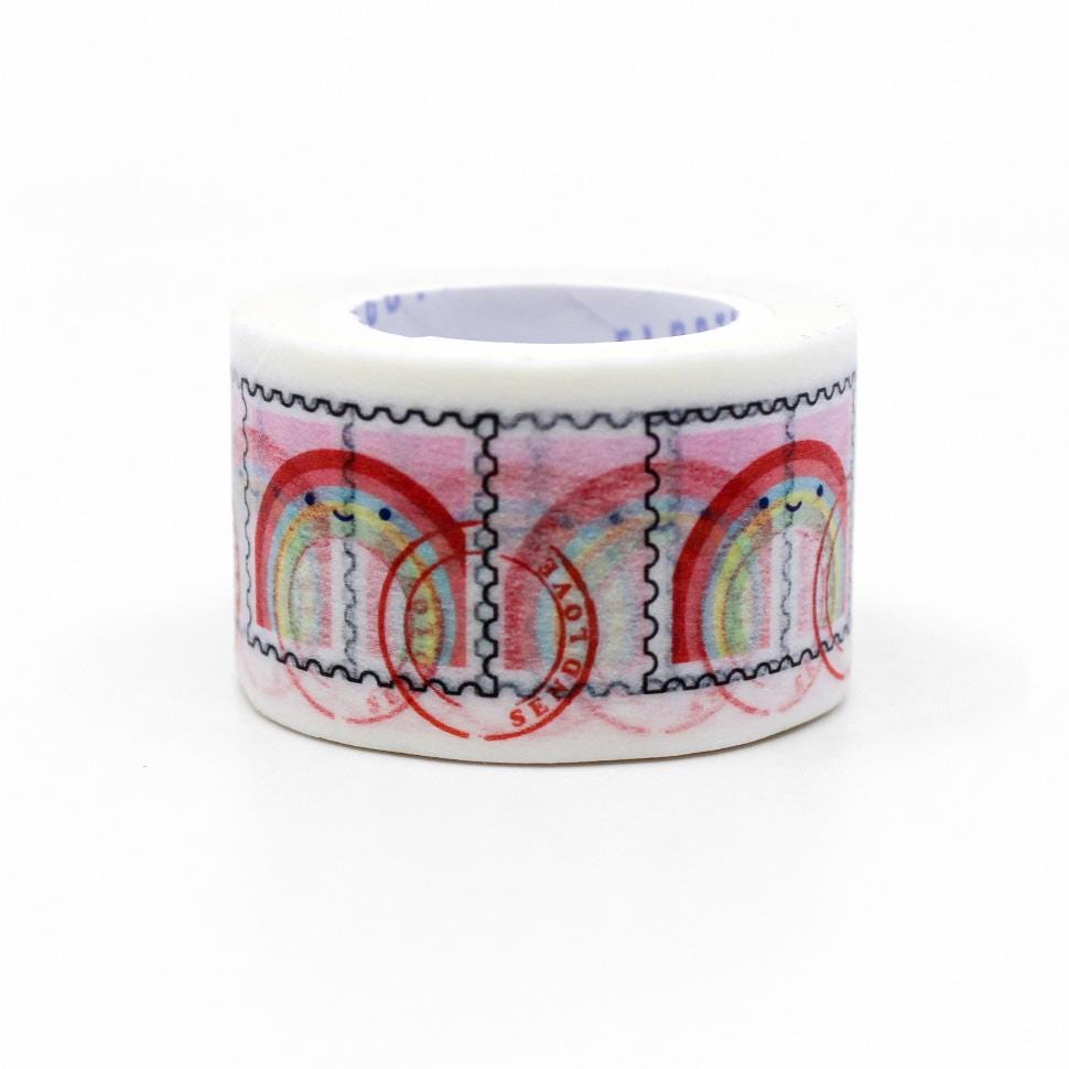 Rainbow Mailing Stamps Washi Tape, Rainbow Paper Tape, Rainbow Stamp ...