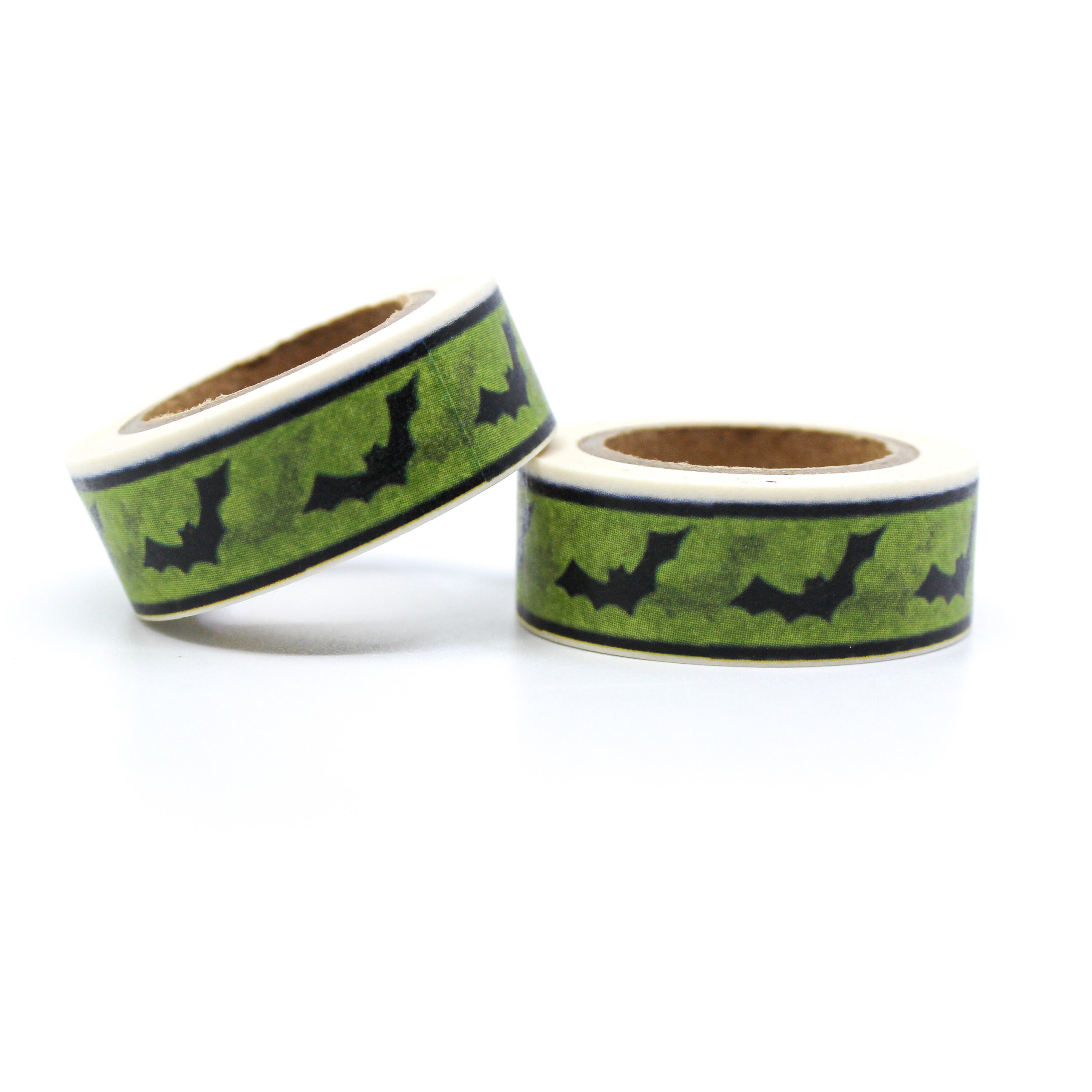 Black Bat Pattern With Neon Green Background Washi Tape, Halloween Bats ...