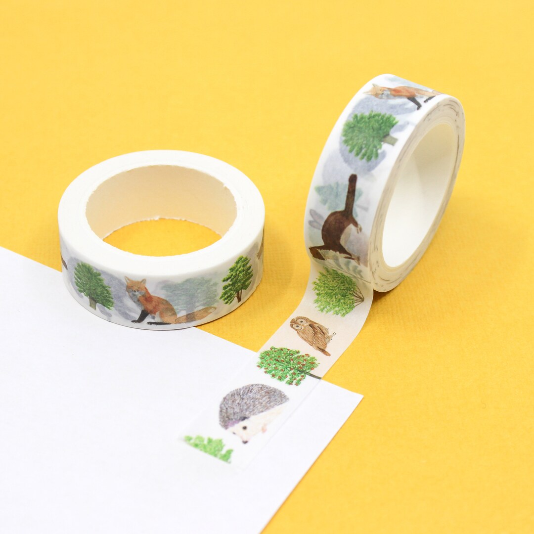 Woodland Creatures Washi Tape, Fox Owl Rabbit Porcupine Animal Tapes ...