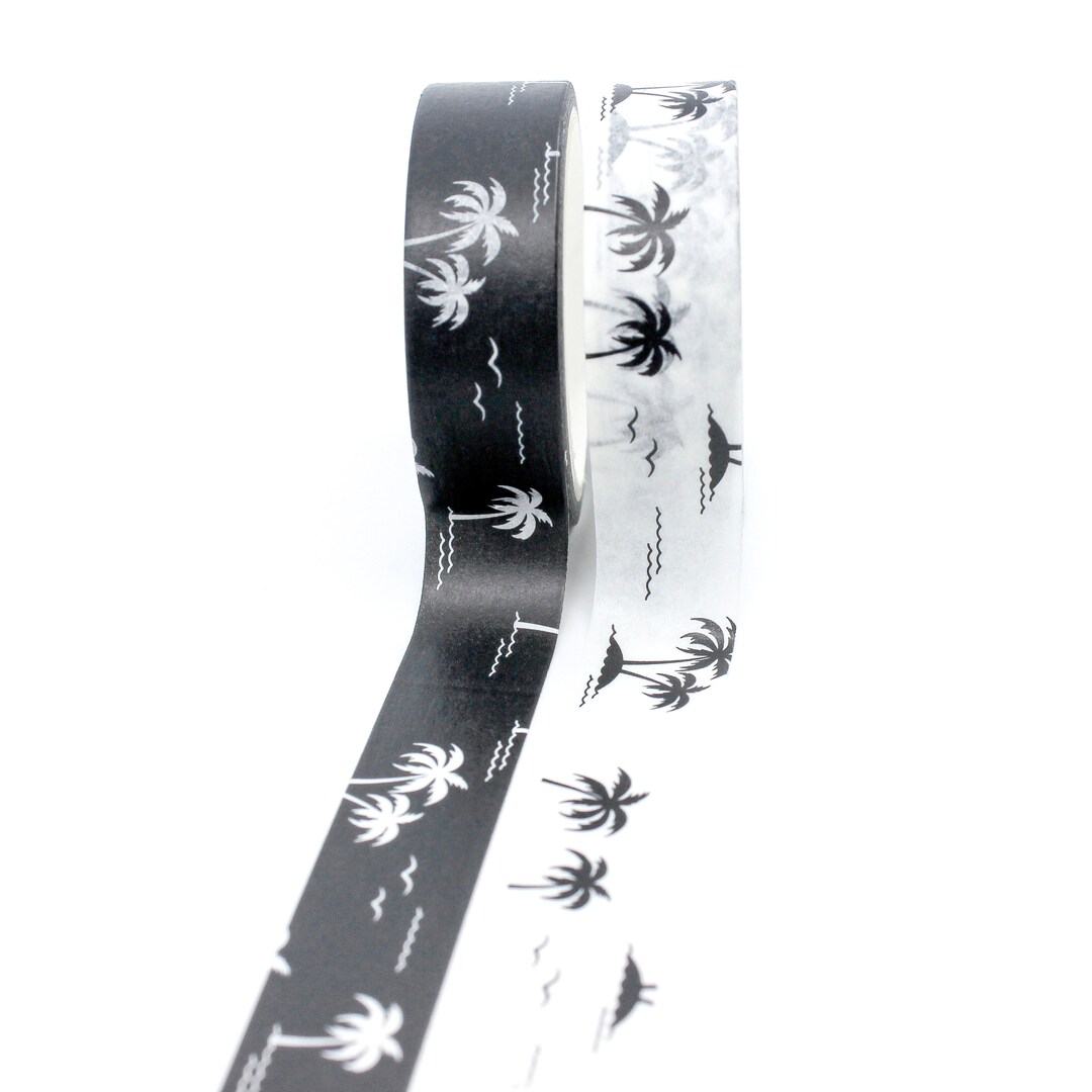 Black or White Boho Palm Tree Washi Tape, Beach Vacation Washi Tape ...