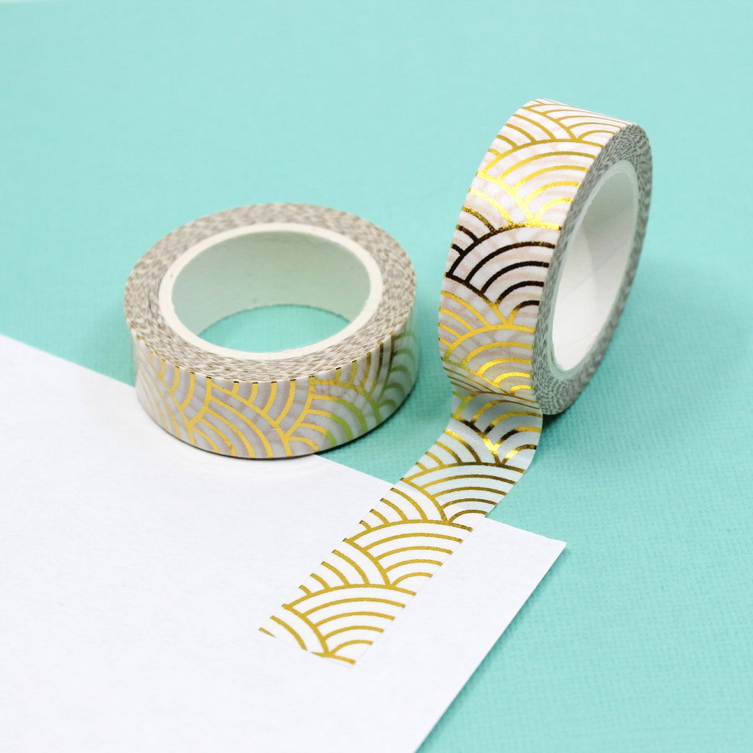 Fancy Gold Scalloped Pattern Washi Tape, Shiny Gold Fish Scale Tape ...
