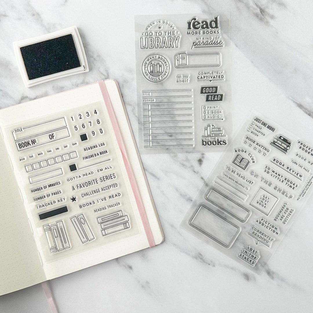 Reading Stamps, Reading Tracker BUJO Stamp, Planner Calendar Bookworm ...