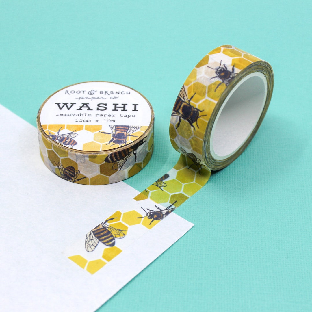 Honey Bees Washi Tape, Wildlife Bumble Bee Tapes, Honeycomb Bee Motif ...