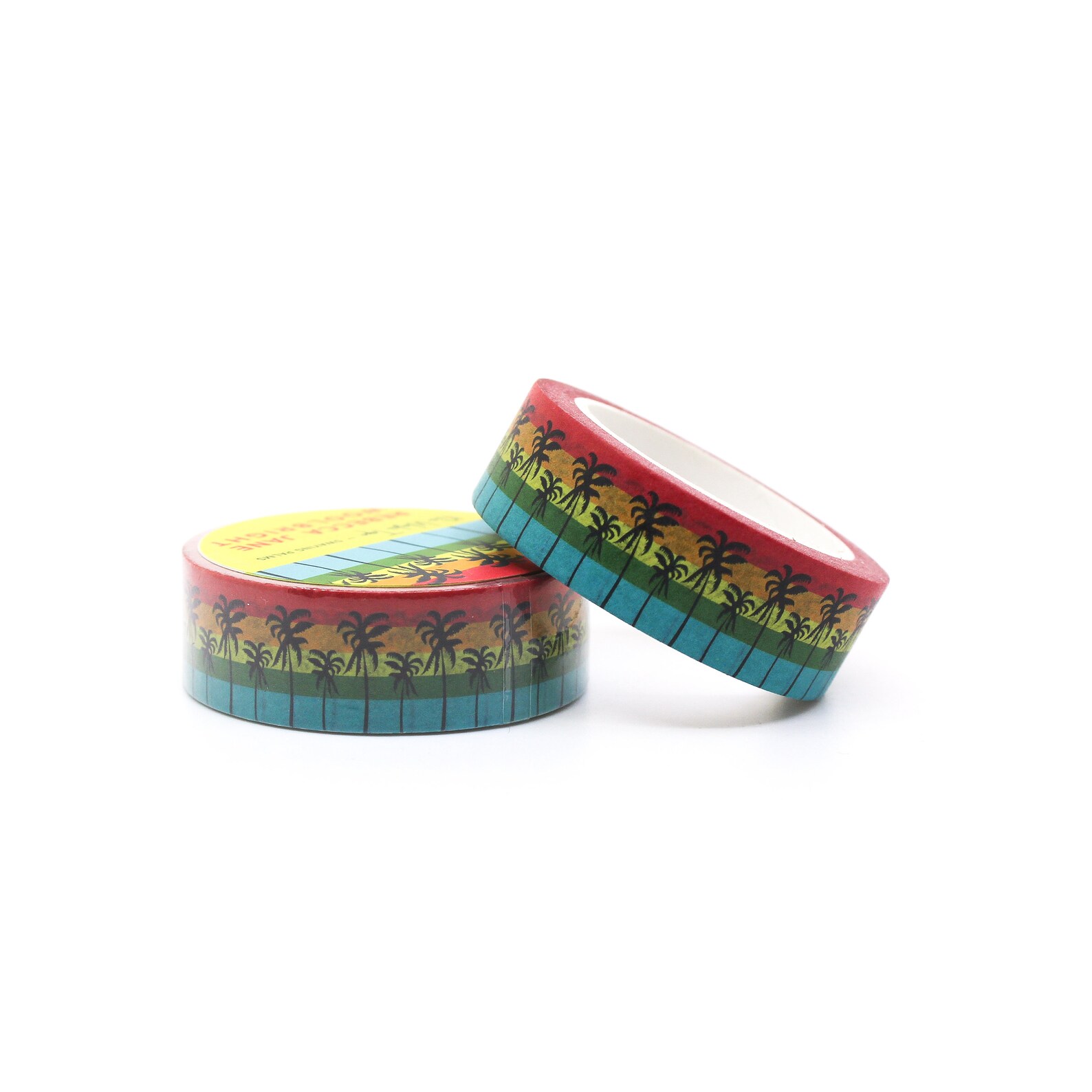 Swaying Palms Hawaii Beach Washi Tape, Rainbow Stripes Palm Tree Paper ...