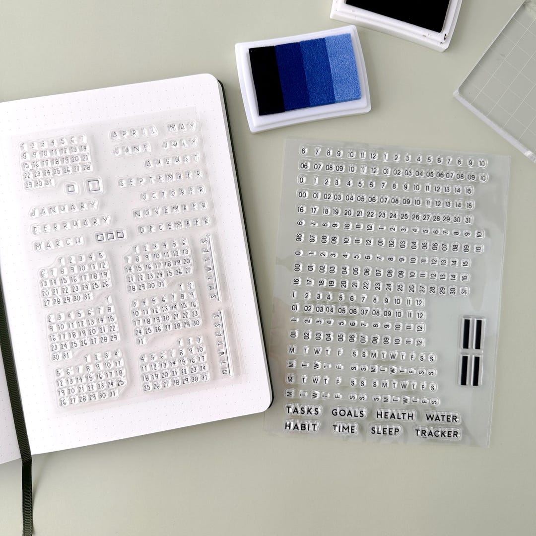 Modern Planner Stamps, Weekday Journal Stamp, Modern Simple Font ...