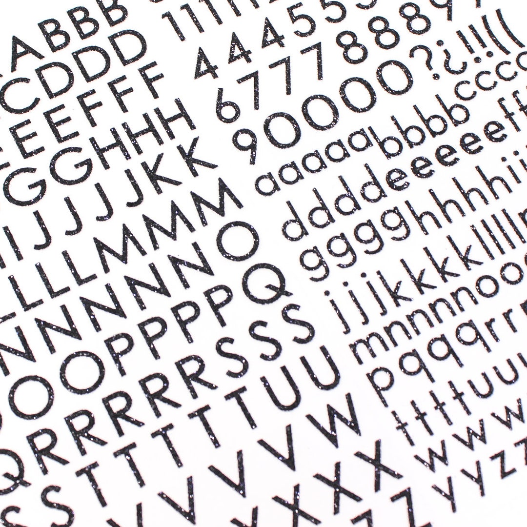 Black Glitter Letter & Number Stickers Set, Craft Supplies, BUJO ...