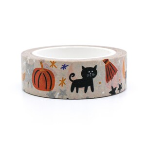 Halloween Symbols Washi Tape, Spooky Paper Tape, Black Cats Pumpkins ...