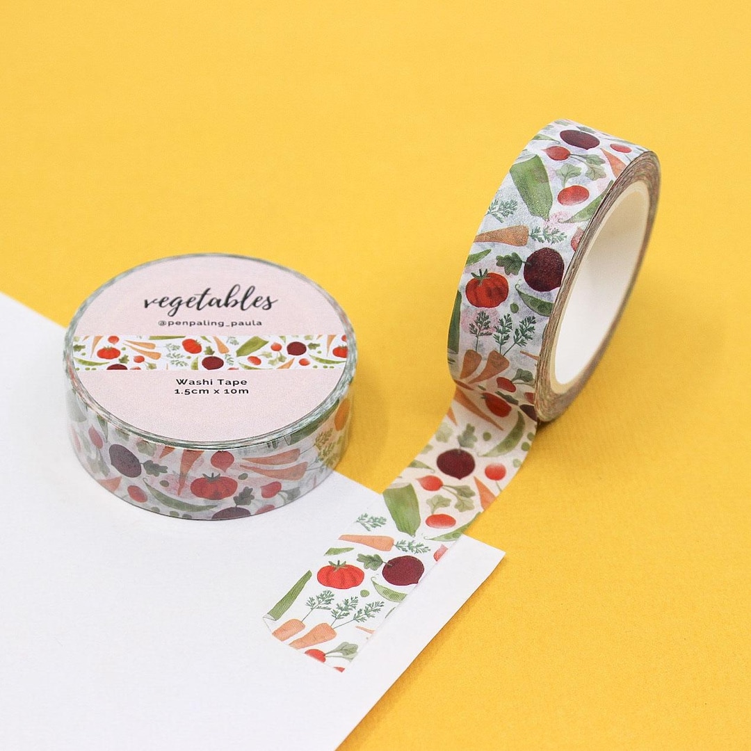 Nutritious Vegetables Washi Tape, Onions Carrot Radish Zucchini Paper ...
