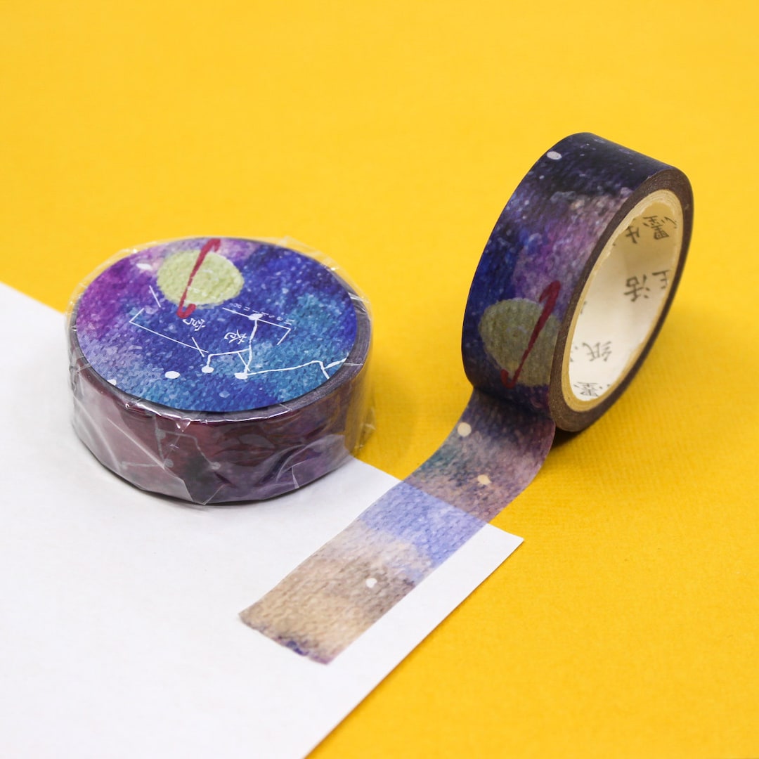 Saturn Constellation Galaxy Watercolor Pattern Washi Tape, Night Sky ...