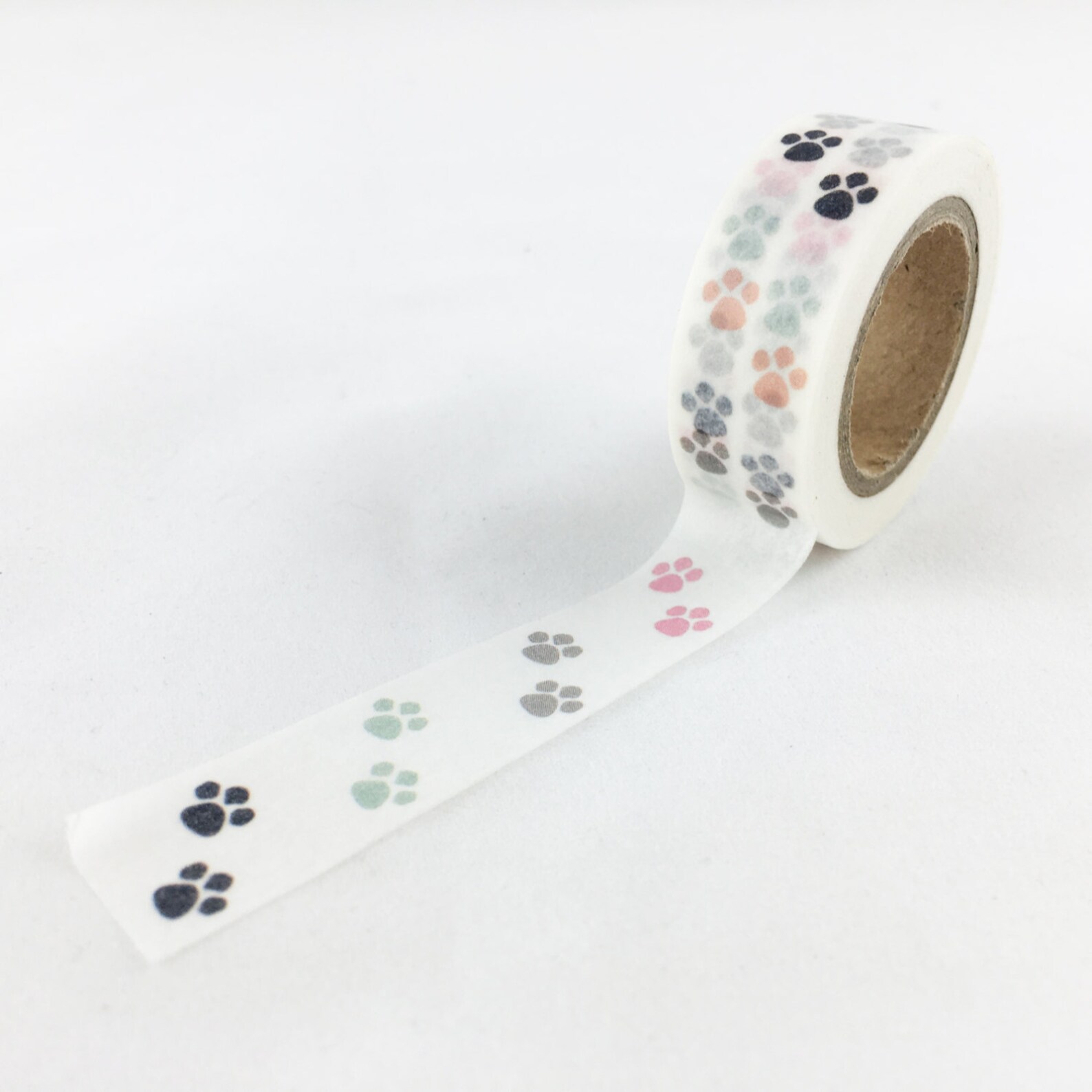 Pink and Grey Walking Paw Print Washi Tape// 15mm // Paper | Etsy