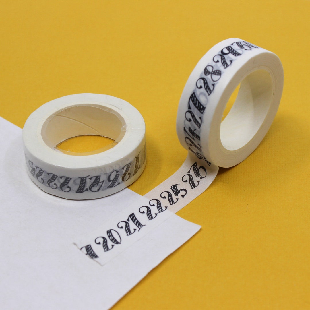 Handwritten Black and White Numbers Washi Tape, Dates Calendar ...