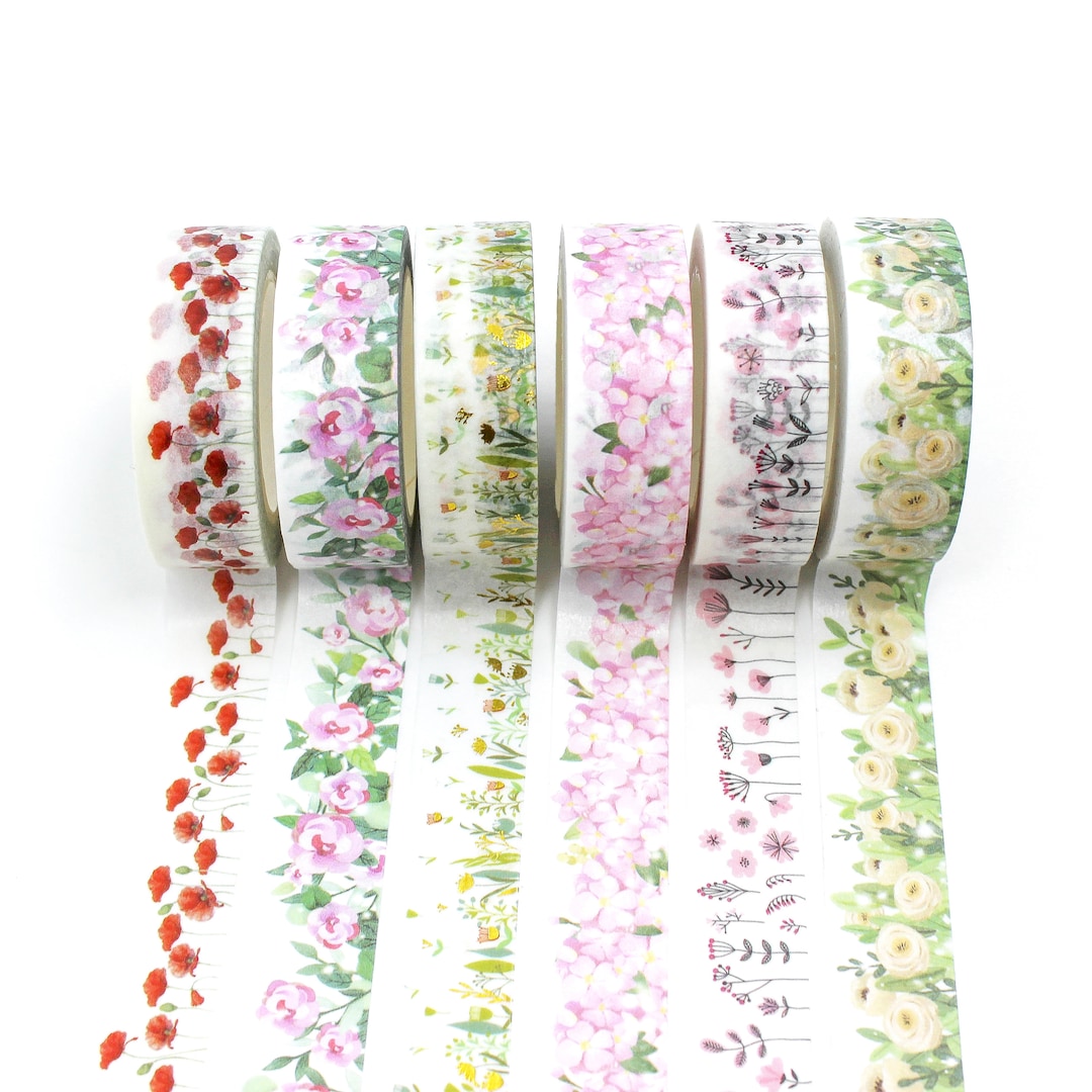 Pretty Flowers Washi Tape Collection, Pink Floral Washi, Poppy Washi ...