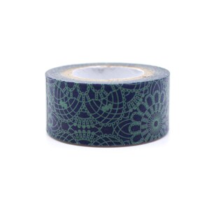 Blue Floral Pattern Washi Tape, Embroidery Style Tape, Blue Bohemian ...