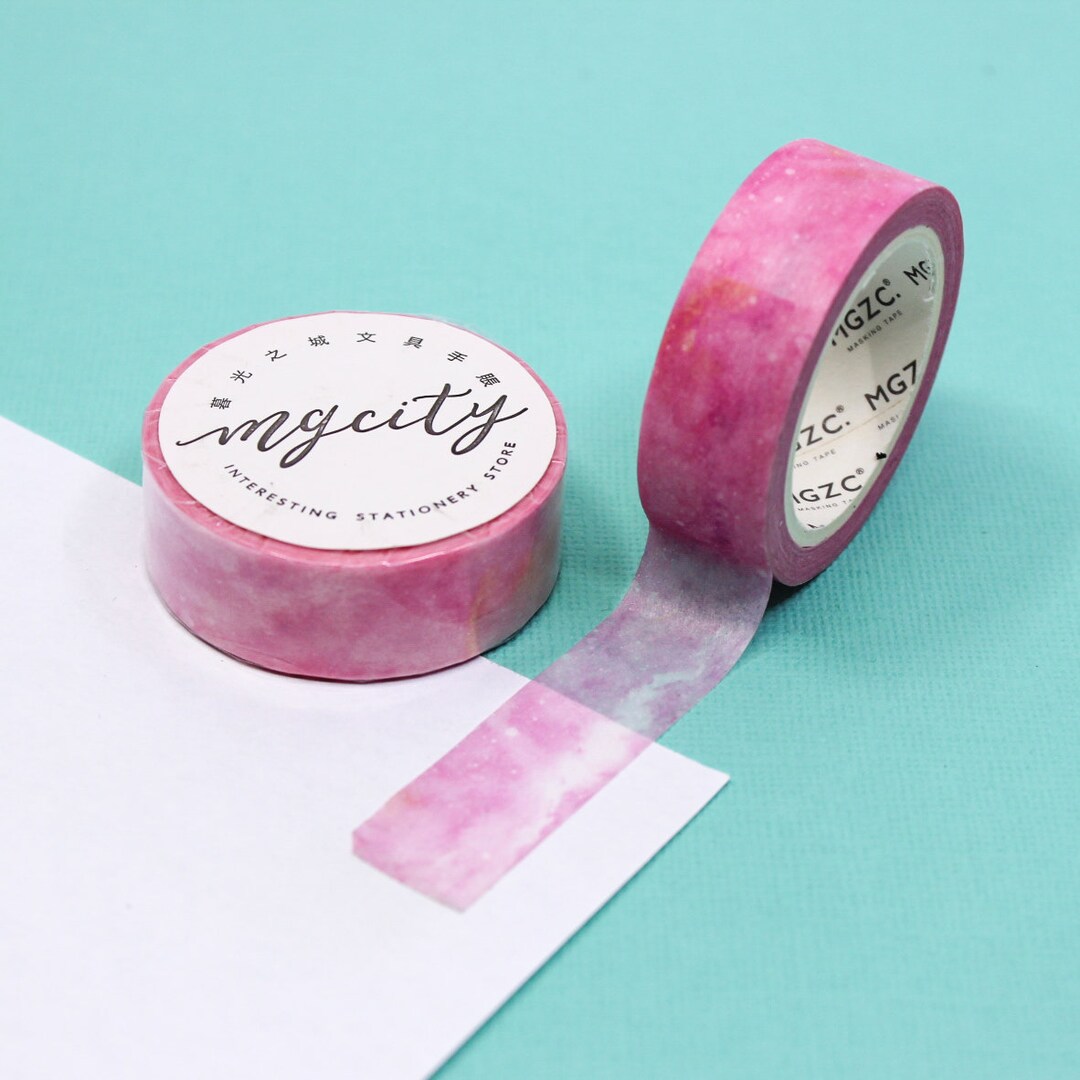 Pastel Pink Watercolor Washi Tape, Pink Sky Patter Craft Tape, Pink ...