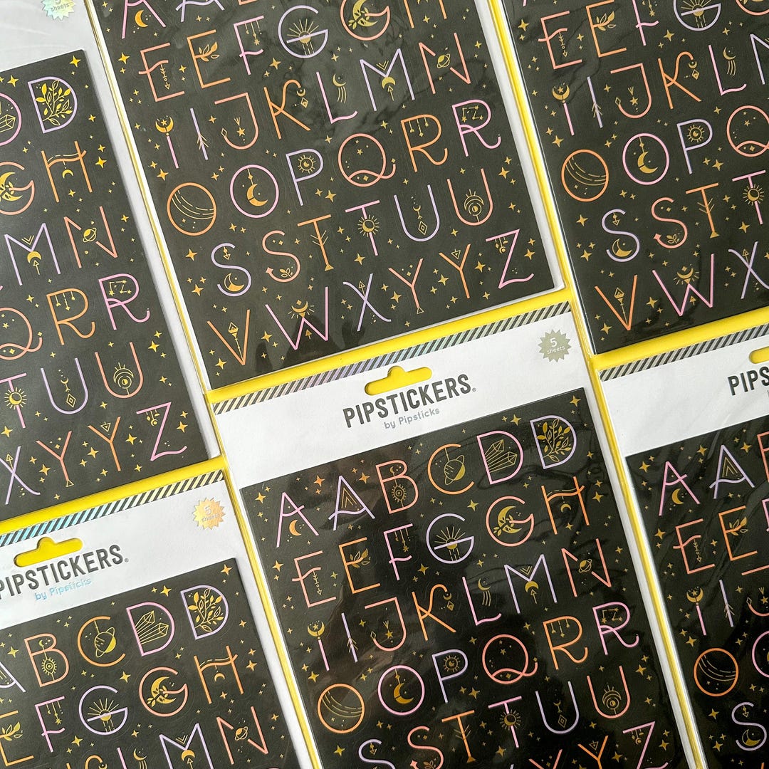 Celestial Alphabet Letters Stickers, Gold Foil Moon & Stars Planner ...